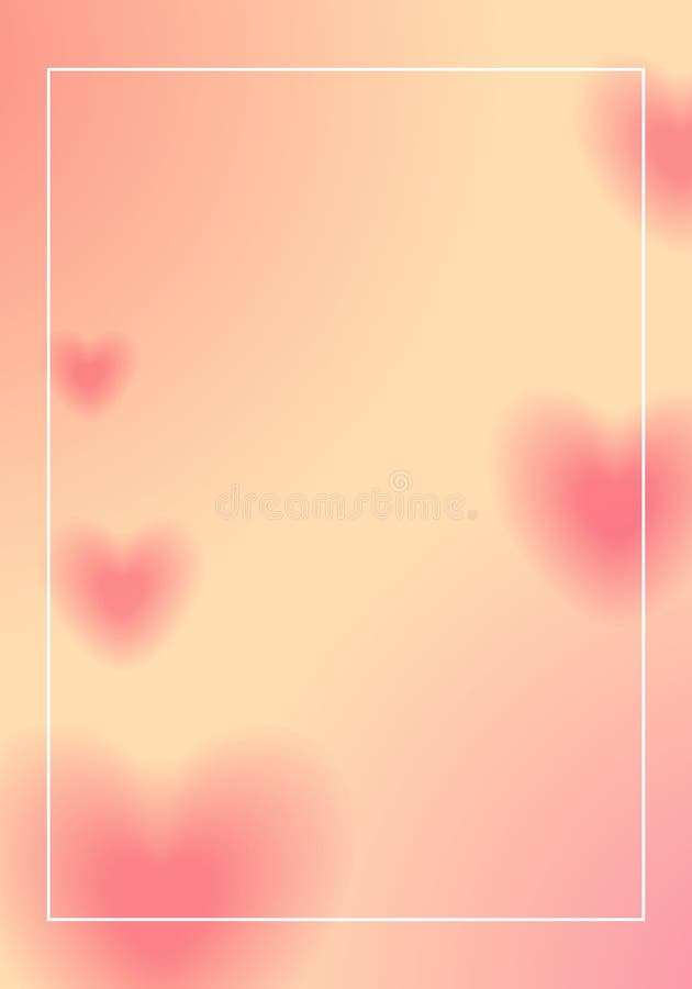 Peach Pink Background with Hearts. Romantic Poster with Gradient Stock ...