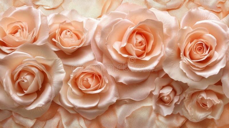 Peach and Pink Rose Blooms Close Up Stock Illustration - Illustration ...