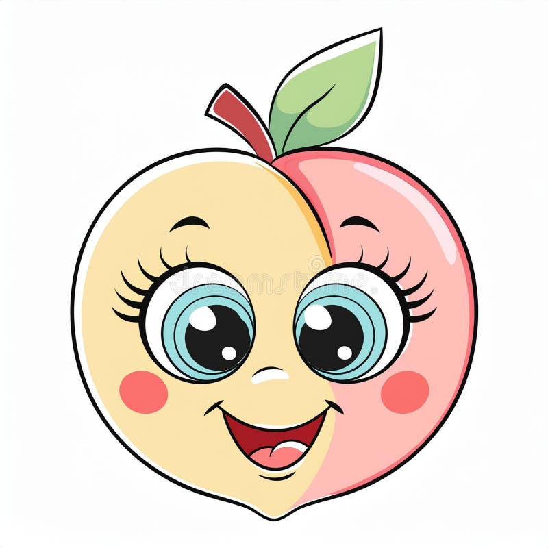 A Peach with a Playful Expression Stock Illustration - Illustration of ...