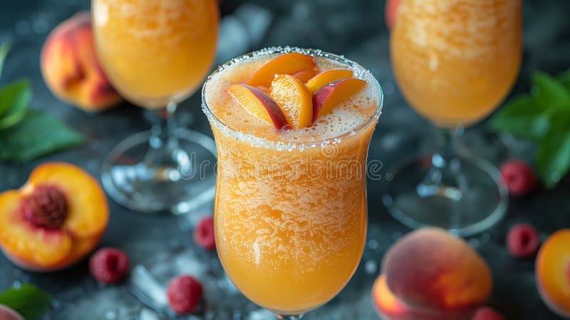 Peach and Raspberry Summer Cocktail with Sugar Rim Stock Image - Image ...