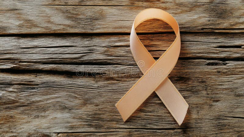 Peach Ribbon on Weathered Wood Background Stock Illustration ...