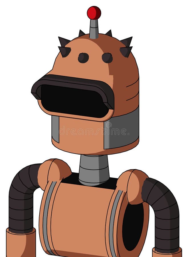 Peach Robot with Dome Head and Black Visor Eye and Single Led Antenna ...