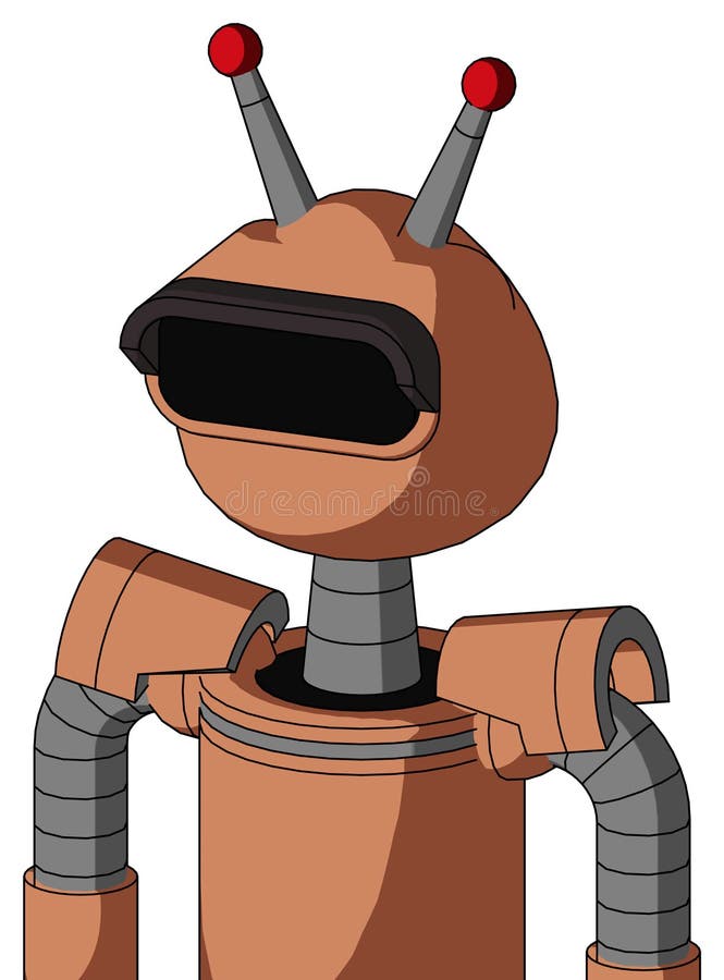 Peach Robot with Rounded Head and Black Visor Eye and Double Led ...