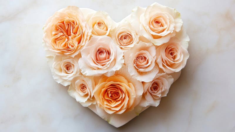 Peach Roses Arranged in a Heart Shape Stock Illustration - Illustration ...