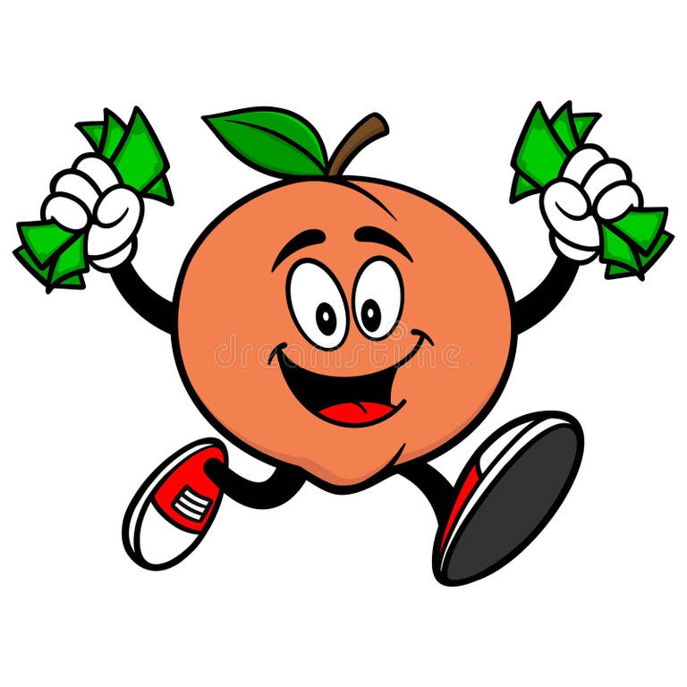 Peach Running with Money stock vector. Illustration of winner - 72948832