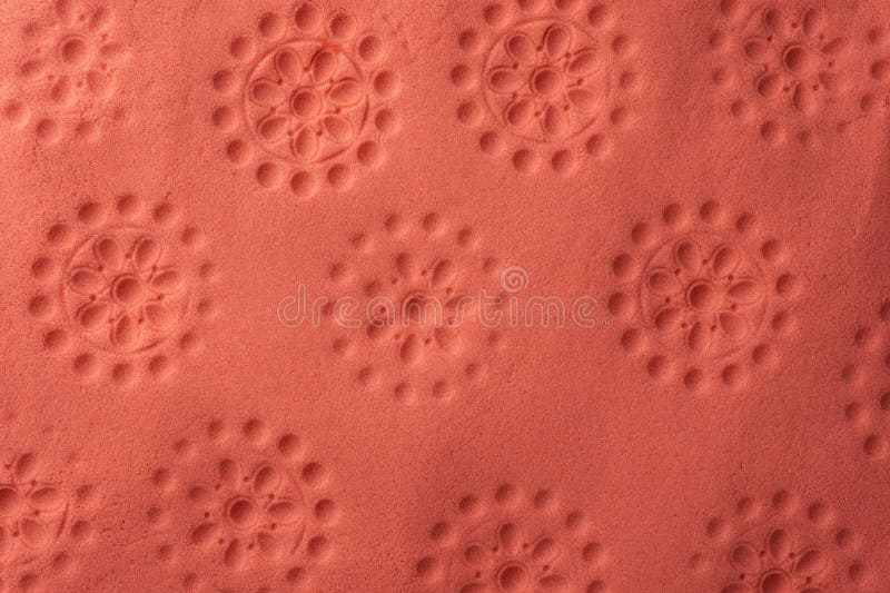 Peach Sand with Round Imprints Stock Image - Image of closeup, powder ...