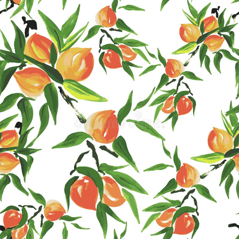Peach seamless pattern stock vector. Illustration of spring - 41661802