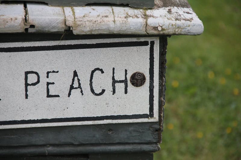 Peach sign stock image. Image of weathered, closeup, white - 41220319