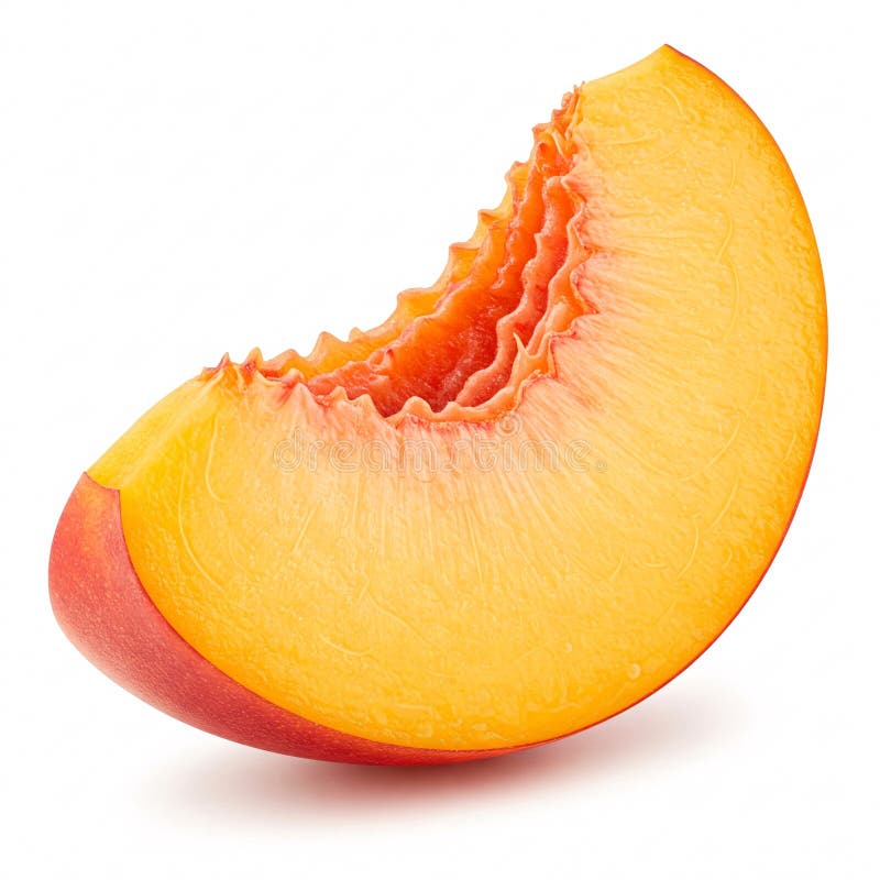 Peach Slice Isolated on a White Stock Illustration - Illustration of ...