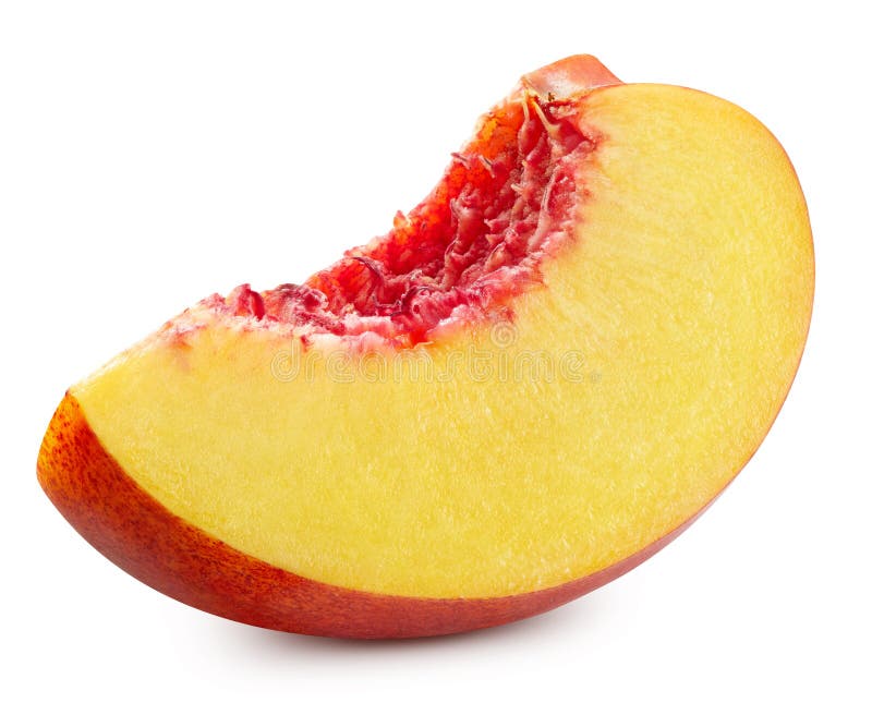 Peach Slice Isolated on White Background Stock Photo - Image of peach ...