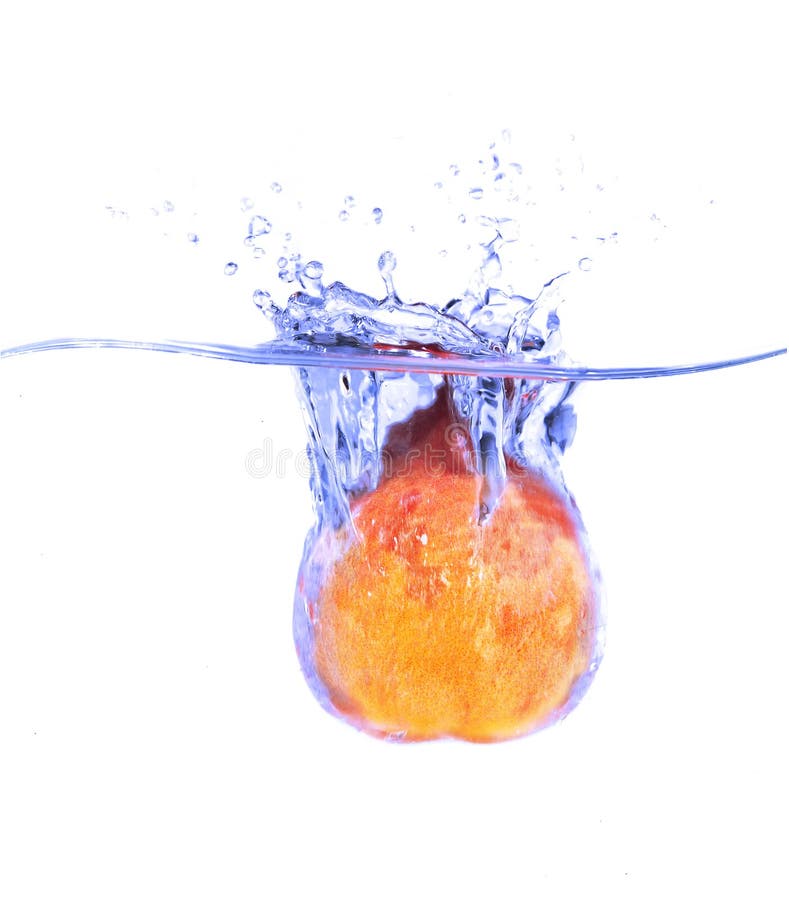 Peach in water splash stock photo. Image of water, spray - 17288044