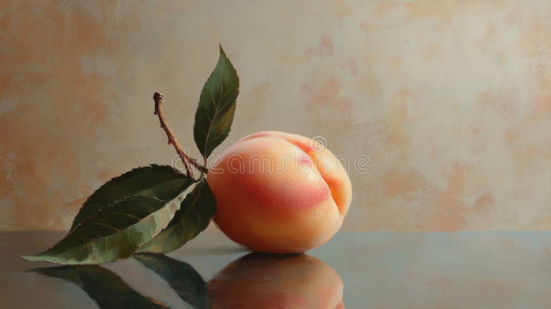Peach Still Life with Reflective Surface Stock Illustration ...