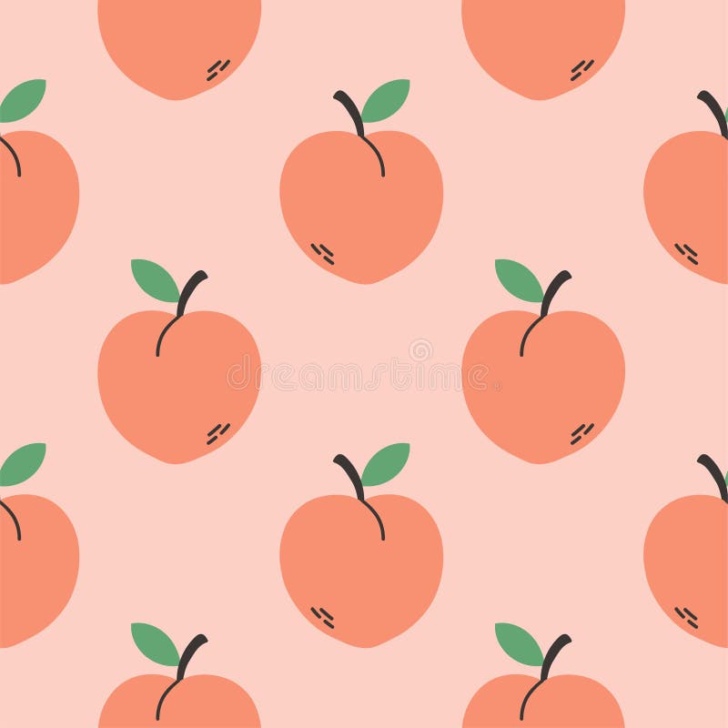 Peach Summer Pattern on Pink Background. Simple Seamless Pattern with ...