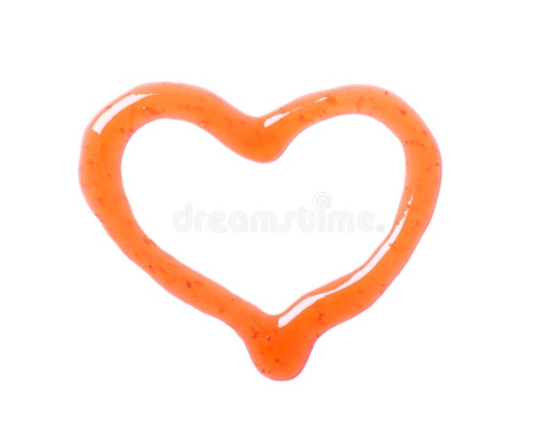 Peach syrup heart isolated stock image. Image of dessert - 78461921