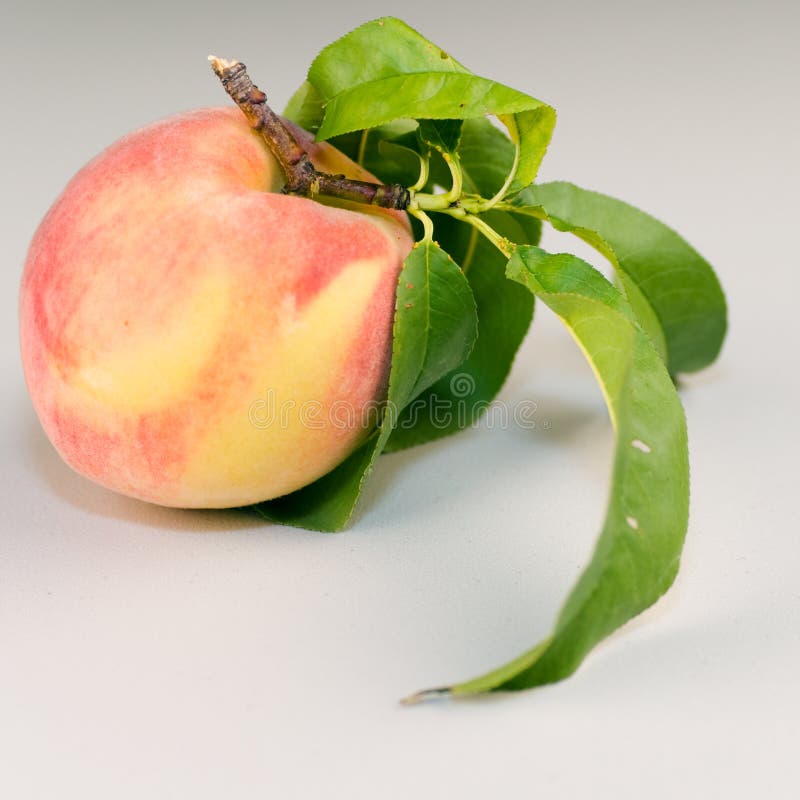 Peach on Table stock image. Image of attached, organically - 15384107