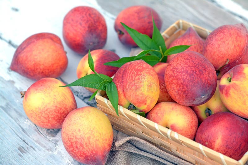 Peach on the table stock photo. Image of freshness, closeup - 108181566