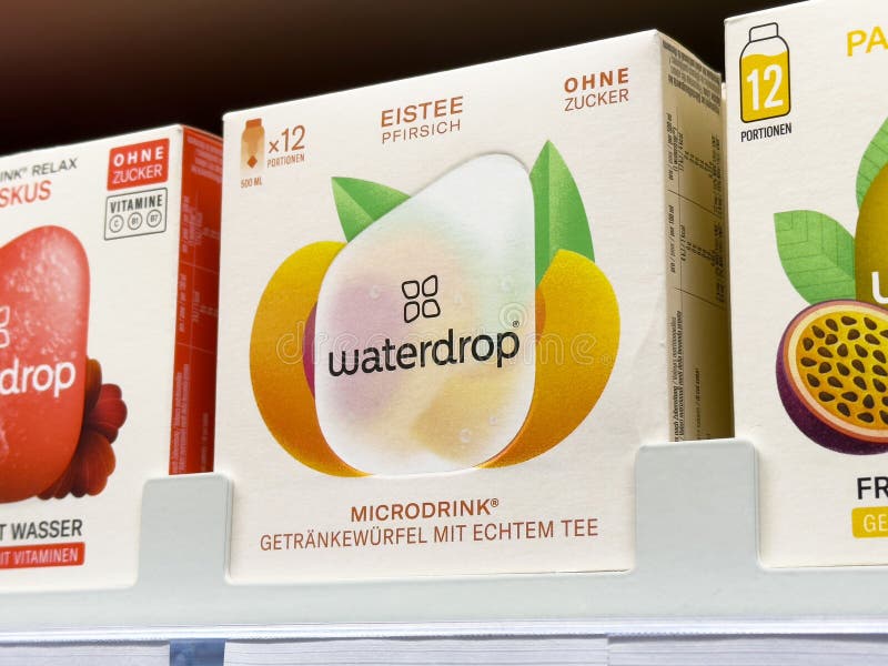 Peach Tea Microdrink Box on Shelf in German Supermarket Editorial Image ...