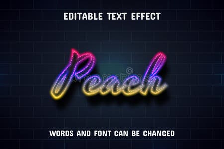 Peach Text - Neon Style Text Effect Stock Vector - Illustration of ...