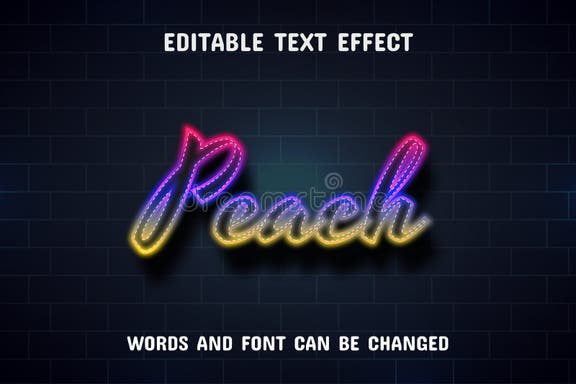 Peach Text - Neon Style Text Effect Stock Vector - Illustration of ...