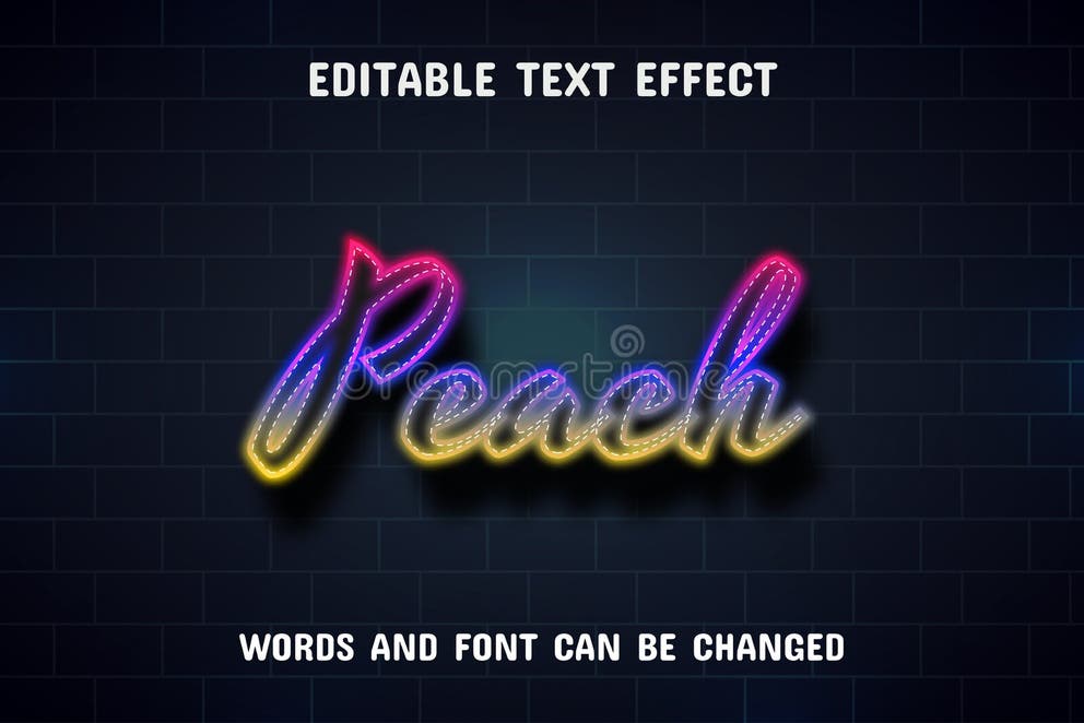 Peach Text - Neon Style Text Effect Stock Vector - Illustration of ...