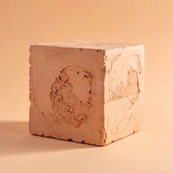 Peach Textured Clay Cube on Pastel Background Stock Illustration ...