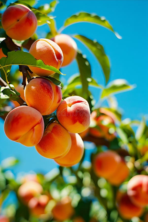 A Peach Tree with Ripe Peaches Hanging from it Stock Image - Image of ...