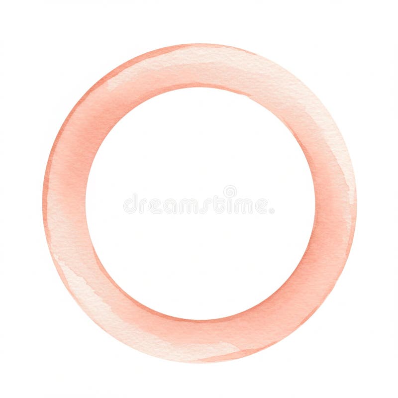 Peach Watercolor Circle Frame on White Background Stock Illustration ...