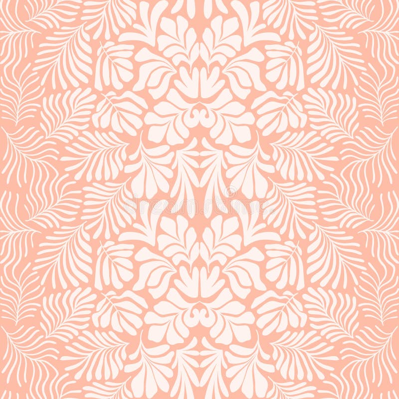 Peach White Abstract Background with Tropical Palm Leaves in Matisse ...