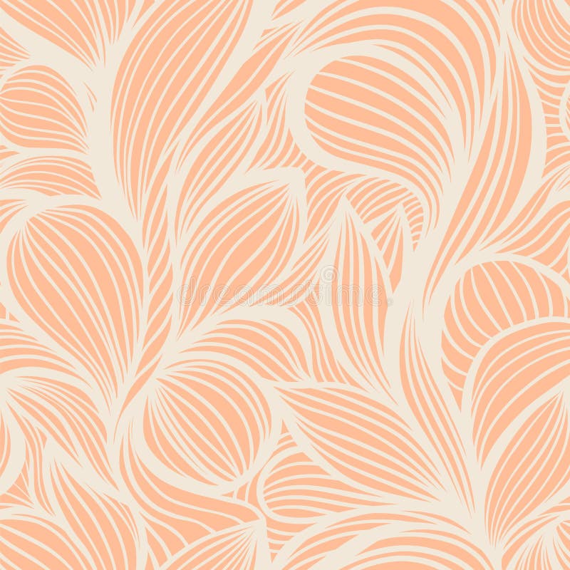 Peach White Line Art Wavy Lines Vector Seamless Pattern for Textile ...
