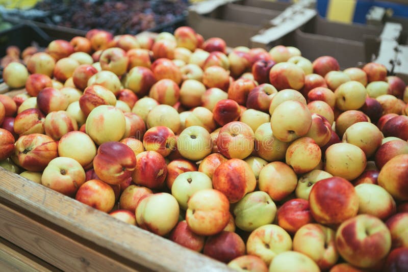 Peach in Wooden Box. Fresh Peach in Wooden Box Stock Image - Image of ...