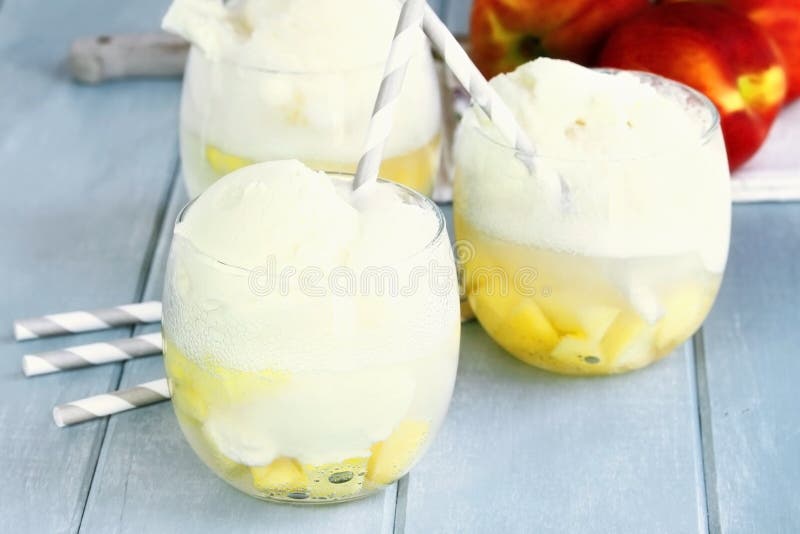 Peaches and cream float stock photo. Image of clear, froth - 54944680