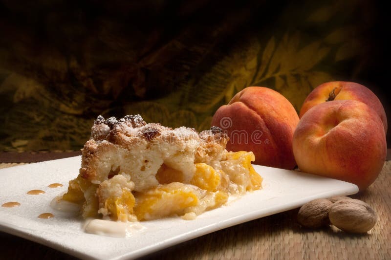 Peaches genoise stock photo. Image of cake, fruit, nutmeg - 33352692
