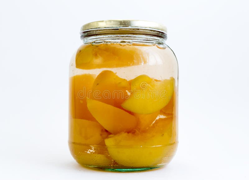 Glass Jar Of Preserved Peaches Stock Photo - Image of healthy, vibrant ...