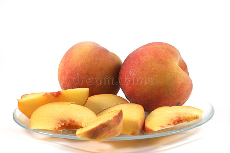 Peaches on a plate stock photo. Image of diet, peach, healthy - 2185904