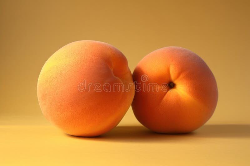 Peaches with Soft Texture on Yellow Backdrop. Generative Ai Stock ...