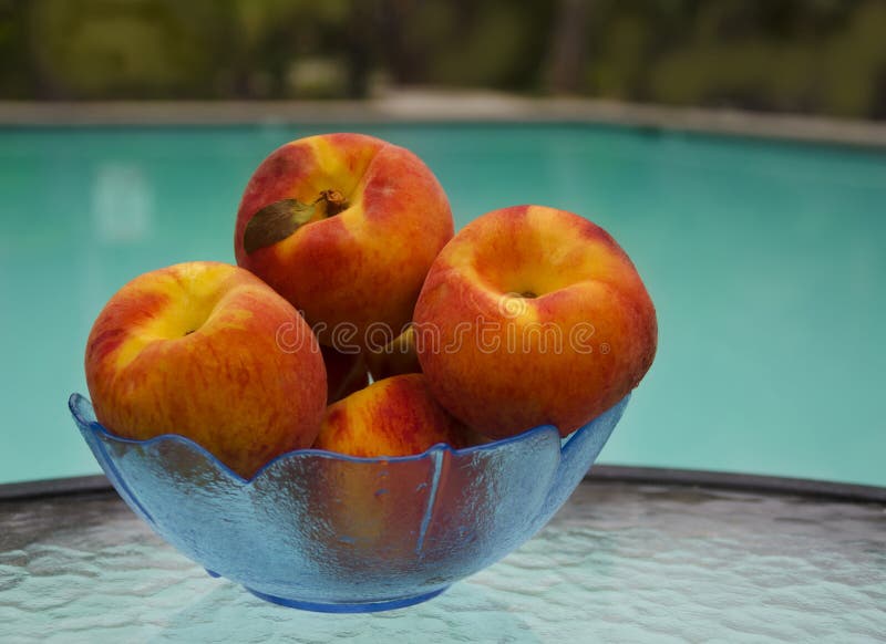 Peaches by the Swimmimg Pool Stock Image - Image of healthy, freshness ...