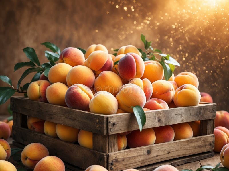 Peaches in Wooden Crate - Fresh Fruit Harvest Stock Image - Image of ...