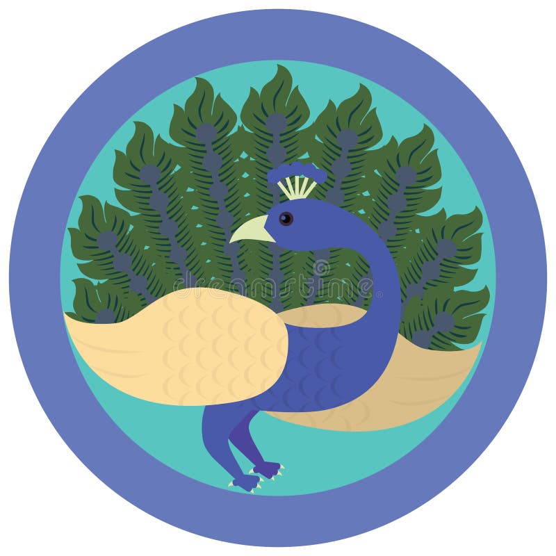 Colorful Peacock Icon Circle Stock Vector - Illustration of decorative ...