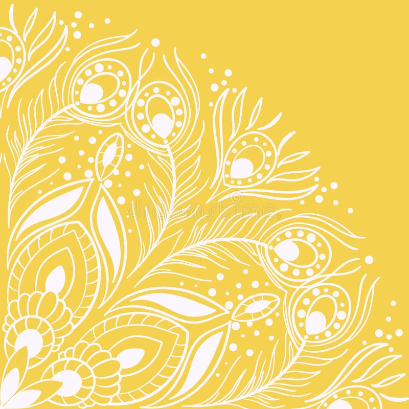 Peacock Feather Corner Copy Space Template Card Stock Illustration ...