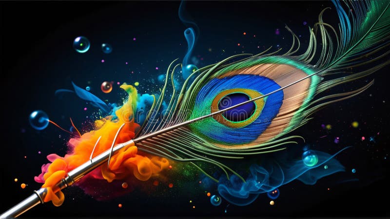 Peacock Feather Ink Quill Vibrant Color Burst Stock Illustration ...