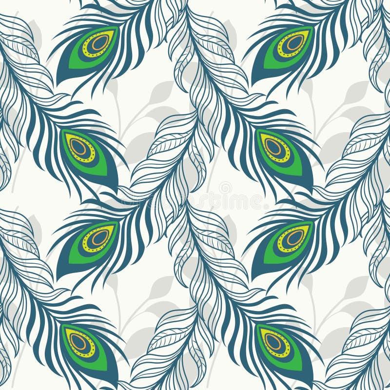 Peacock Feather Makes a Seamless Pattern Elegant Floral Background ...