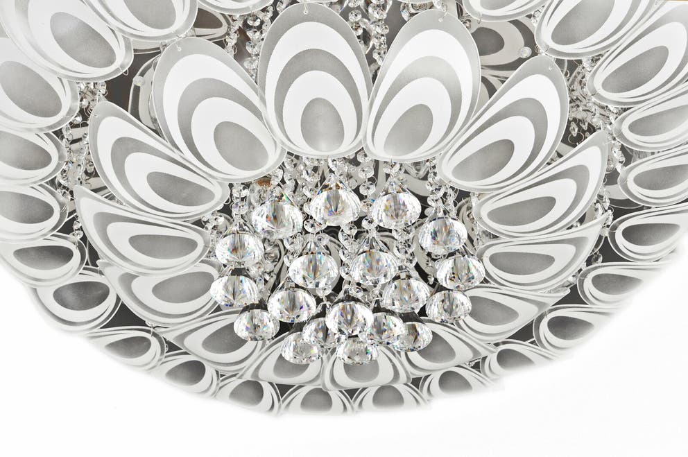 Peacock Feather Pattern of Modern Crystal Ceiling Lighting Stock Photo ...