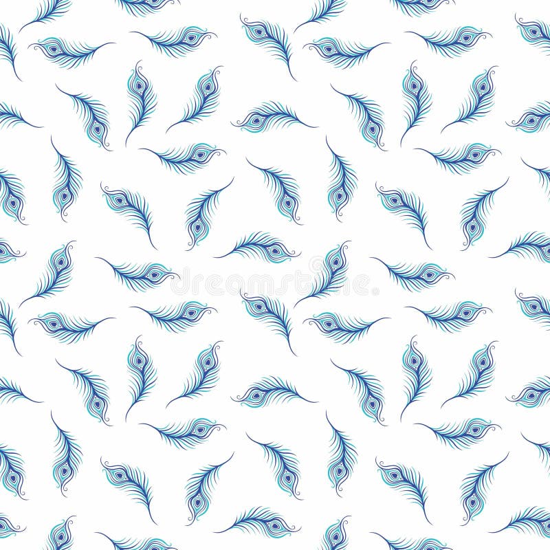 Peacock Feather Seamless Pattern Peacock Feather Background With Blue