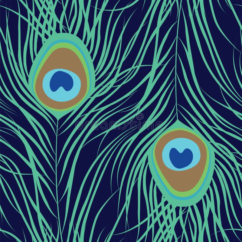 Peacock Feather Seamless Pattern Stock Vector - Illustration of animal ...