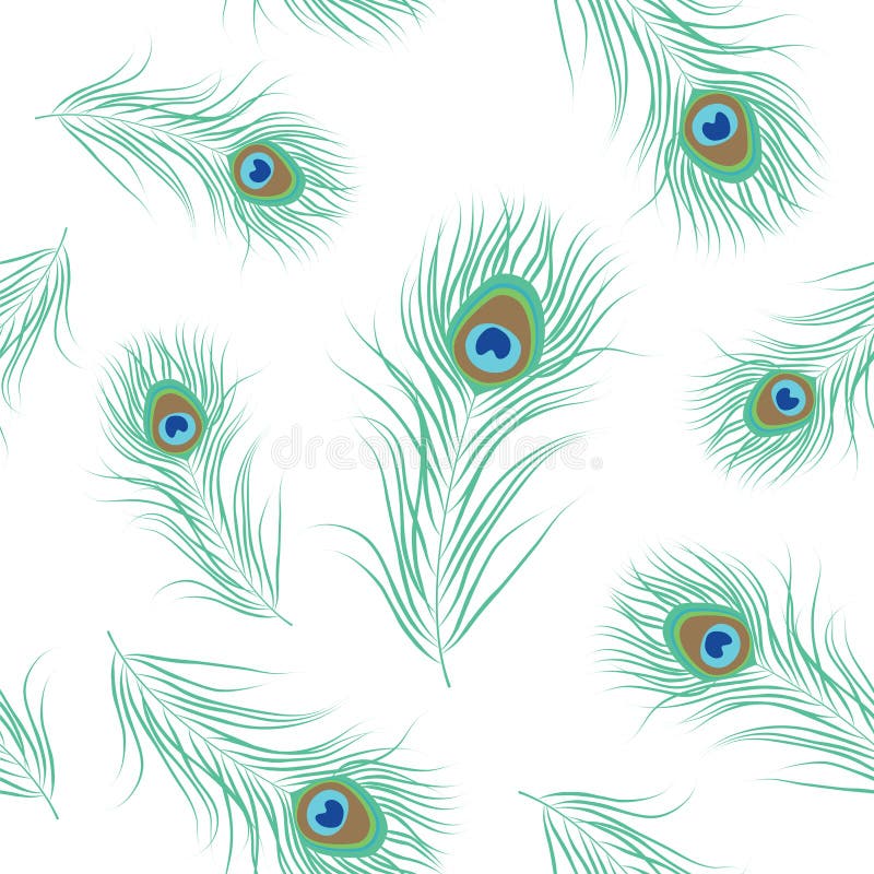 Peacock Feather Seamless Pattern Stock Vector - Illustration of print ...