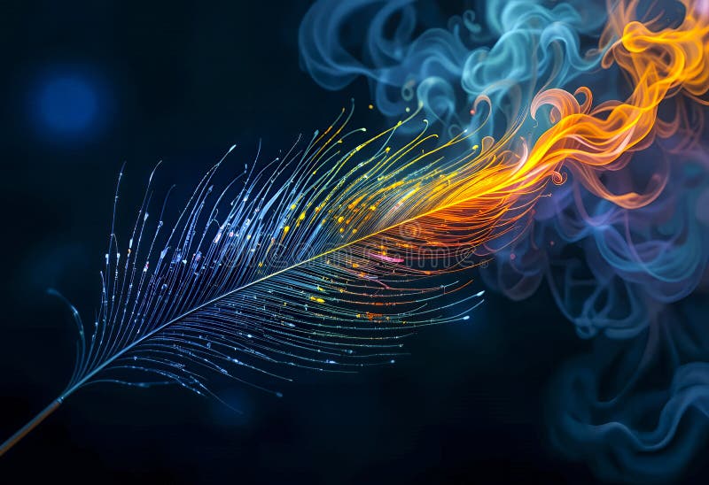 A Peacock Feather Shimmers with Vibrant, Sparkling Colors Stock ...