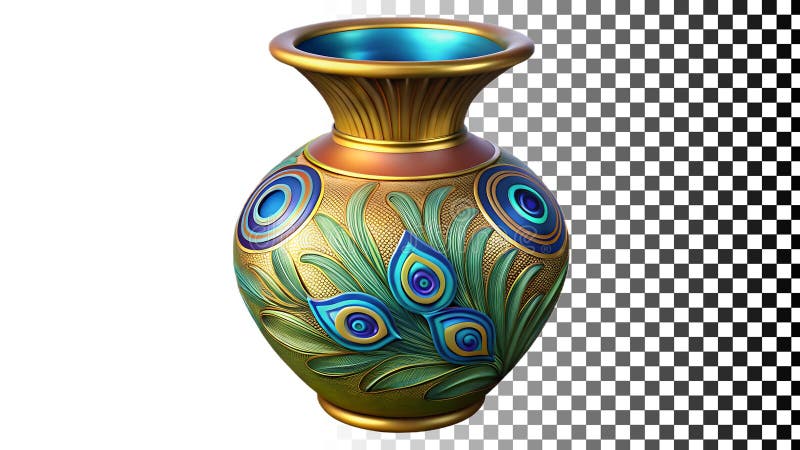 Peacock Feather Vase Decorative Container for Home Decor and Style Png ...