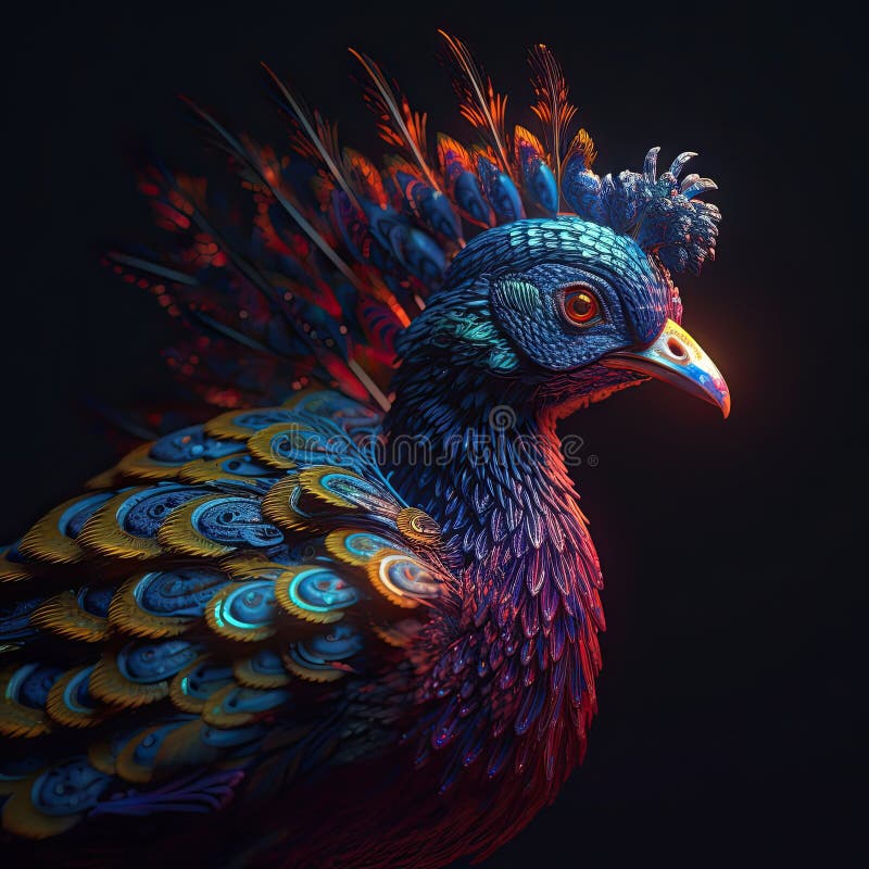 Peacock with Feathers Digital Painting Created with Generative Ai ...