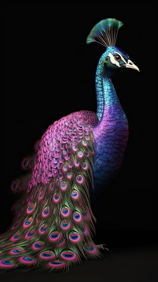 Peacock with Feathers Created with Generative Ai Technology Stock ...