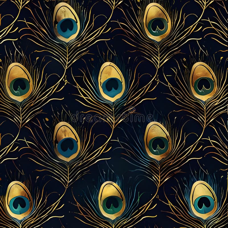 Peacock Feathers Pattern stock vector. Illustration of tropical - 328894892